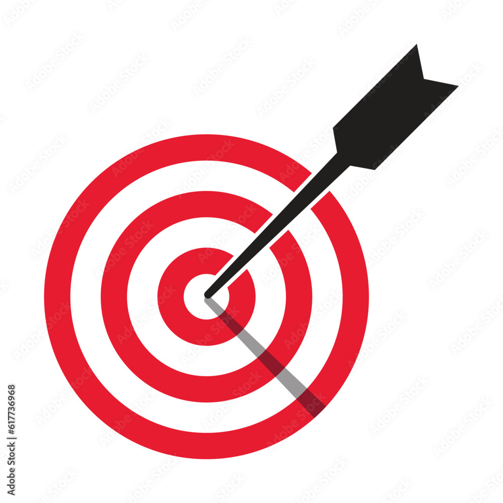3D Realistic Bullseye Target Icon, Arrow Dart Targeting Symbol, Archery ...
