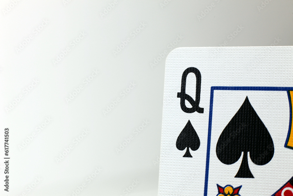 Queen of Spades, close up of top corner of playing card. Stock Photo ...