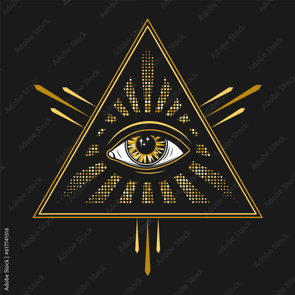 Composition with all seeing eye, third eye, eye of providence ...