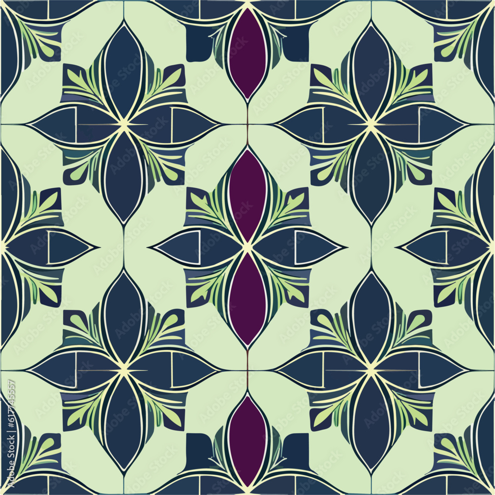 Exquisite flower like pattern with art nouveau floor motifs and ...