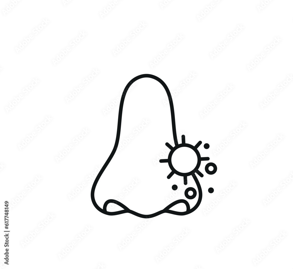 Vector illustration of clipart runny nose, stop the spread of infection ...