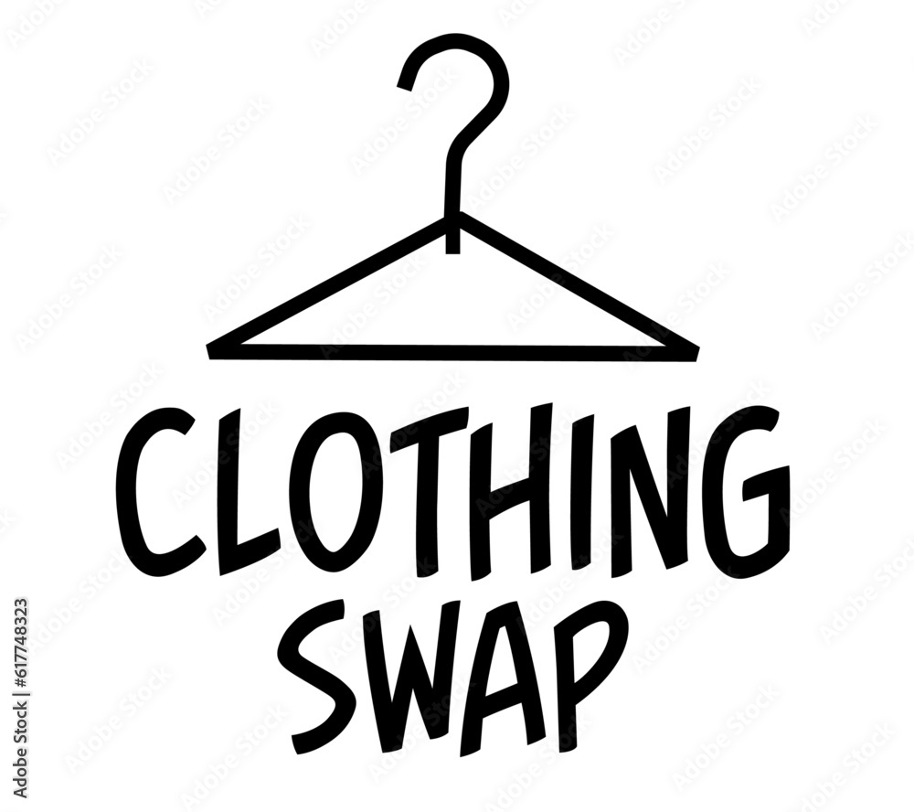 Clothing swap logo. Dresses hanger emblem. Eco-friendly, Reduce waste ...