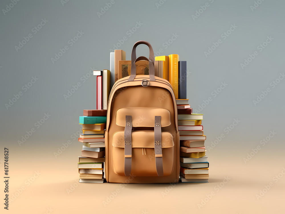 Books and backpack. Concept of back to school. AI generated Stock ...