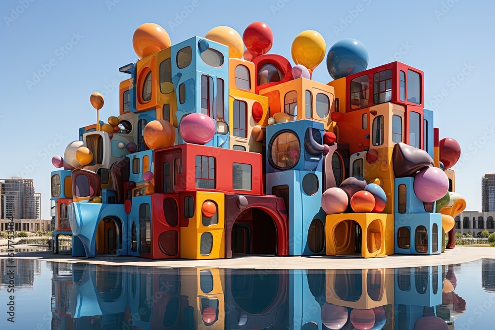 Dubai's landmarks burst with vibrant colors and bold graphic elements ...