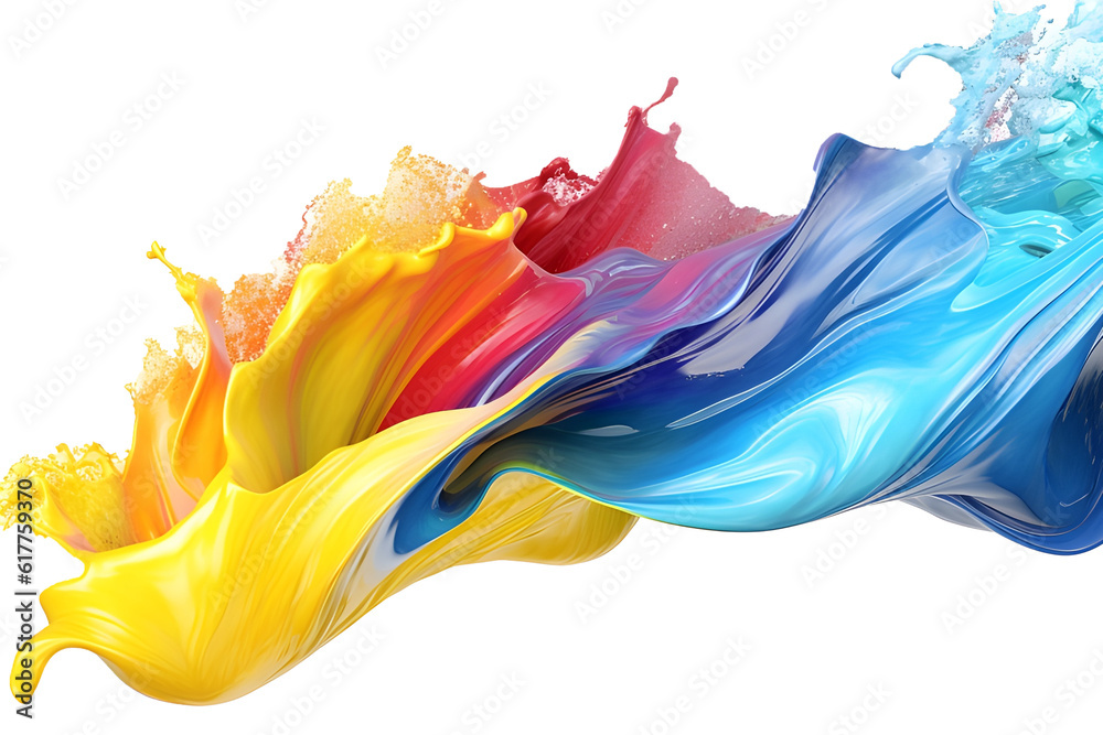 Colorful paint splash. Rainbow splash wave. Isolated design element on ...