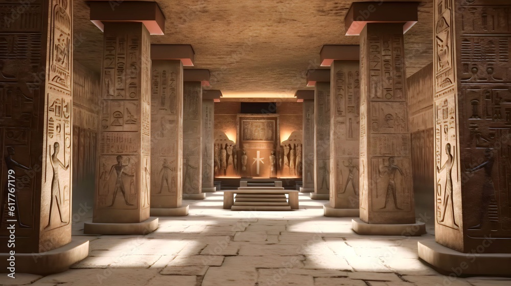 Inside Egyptian pyramids, Sarcophagus standing in the interior ...