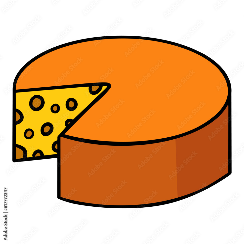 Doodle art of cheddar cheese, outline vector illustration isolated on ...