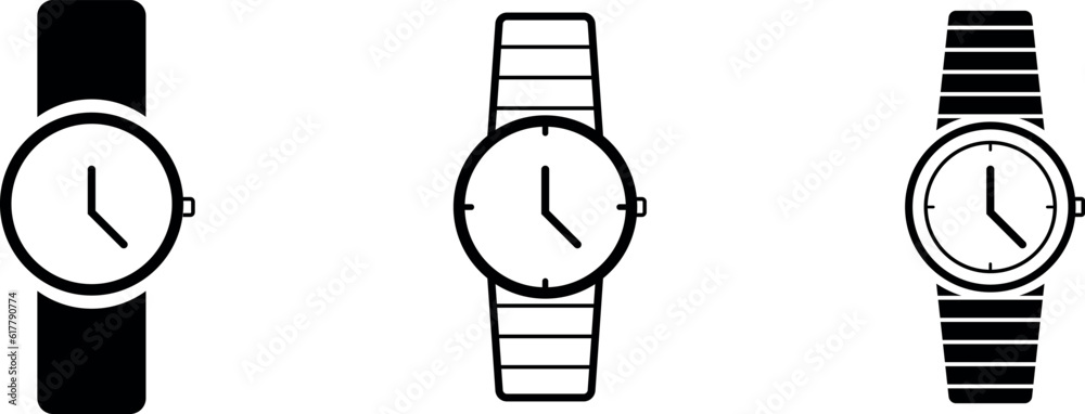 Vector wrist watch icons collection ilustration. Wristwatch logo ...