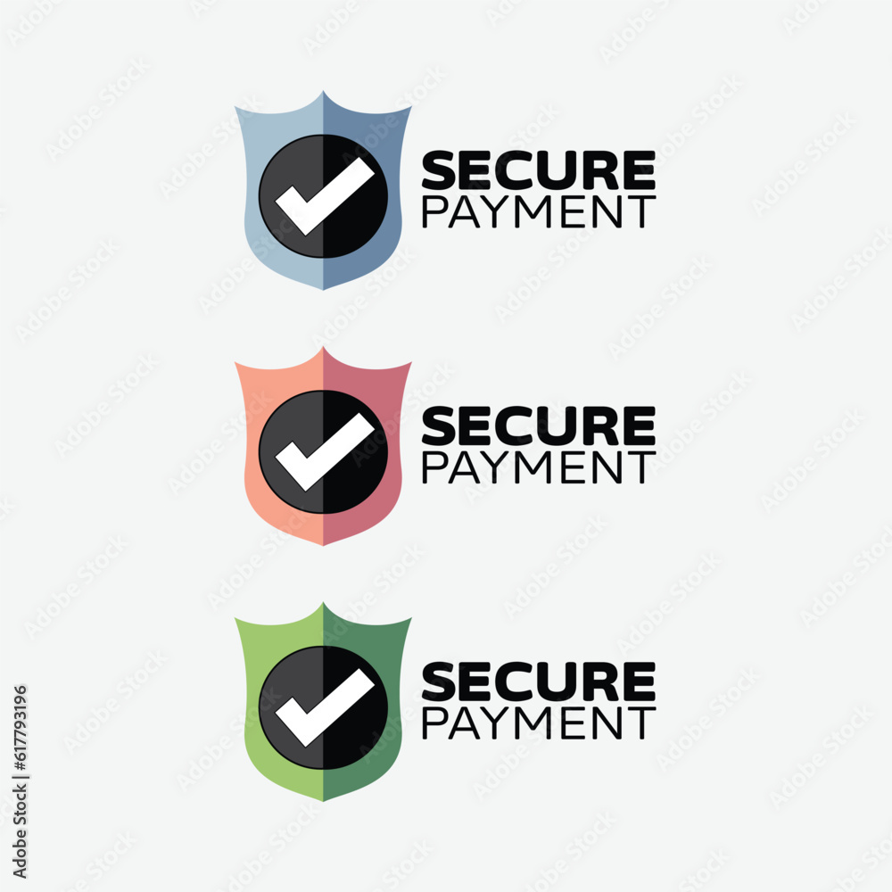 Secure Payment Shield with tick mark icon, emblom, symbol, sign, badge ... Secure Payment Shield with tick mark icon, emblom, symbol, sign, badge ...