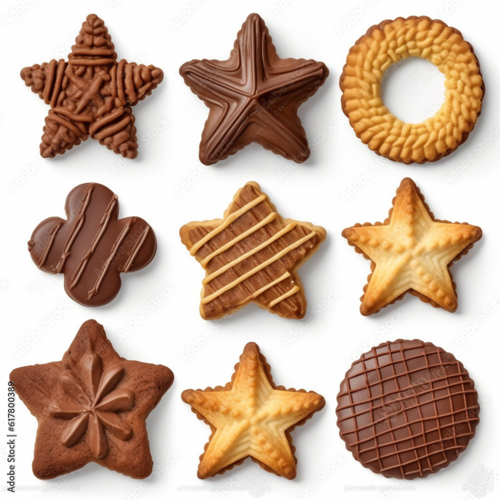 Fondo con detalle y textura de varias galletas con formas geometricas ...