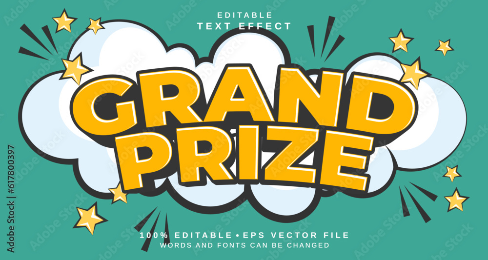 Editable text style effect - Grand Prize text style theme, Stock Vector ...