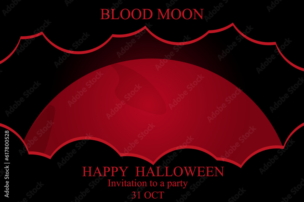 Horror design of Invitation Card for Halloween party with Blood Moon ...