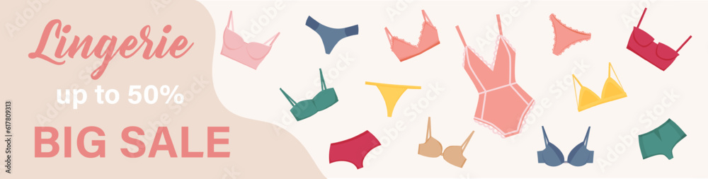 Vetor de Lingerie horizontal banners. Web header template. Lingerie ...