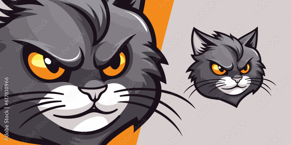 Vector Graphic of a Cute Grey Cat Head: Ideal for Sport and E-Sport ...