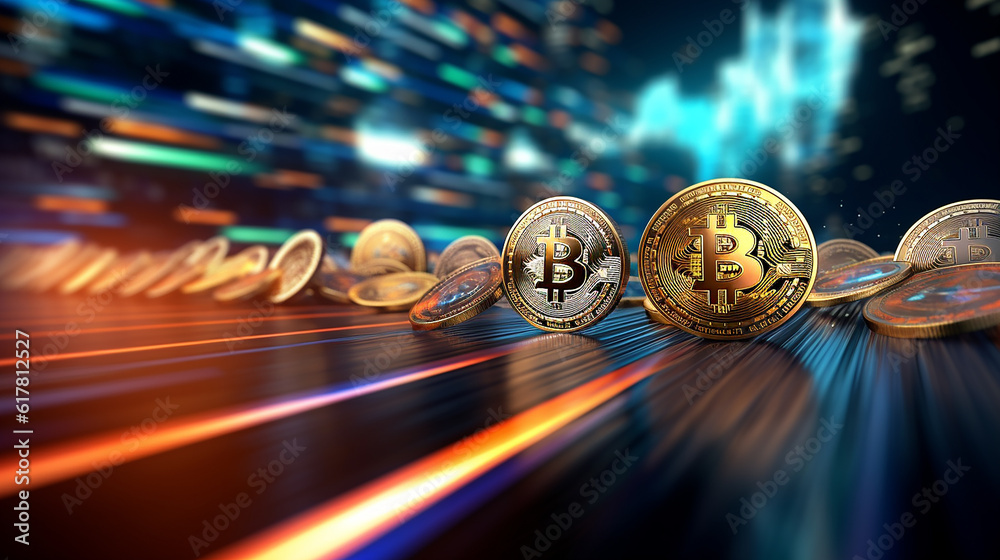 Generative AI image of crypto currencies flows in the digital data ...