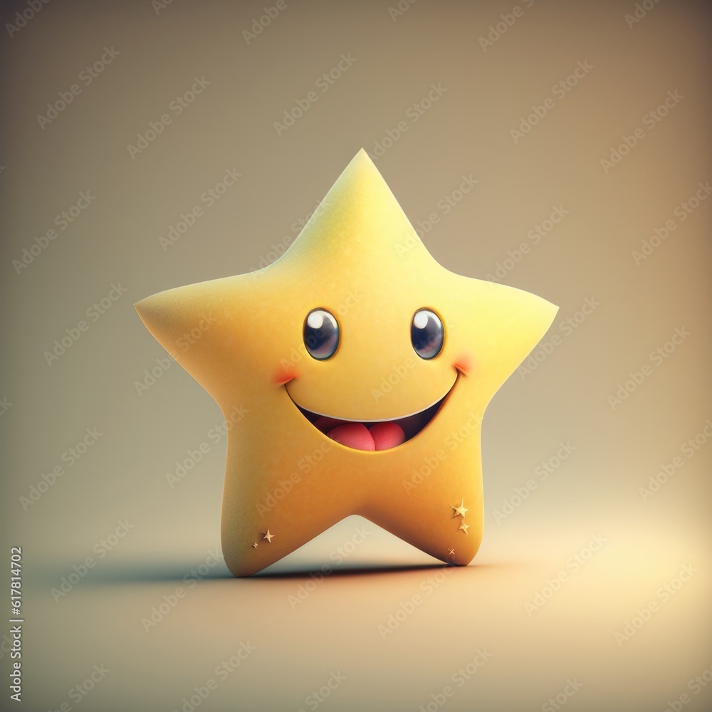 3D YELLOW SMILING STAR, Three-dimensional, Cute, Nice, Poster ...