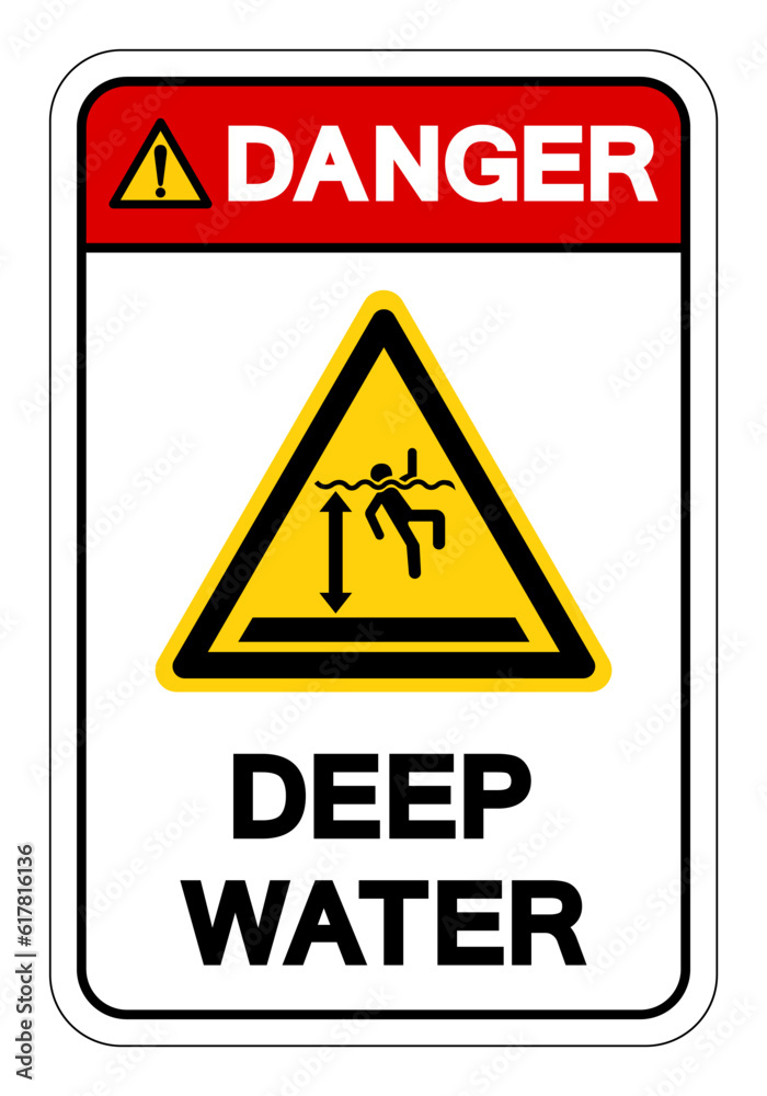 Warning Deep Water Symbol Sign, Vector Illustration, Isolate On White ...