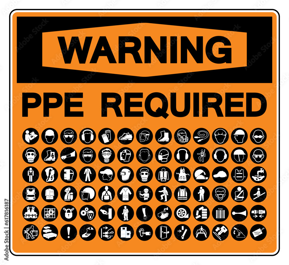Warning PPE Required Symbol Sign, Vector Illustration, Isolated On ...