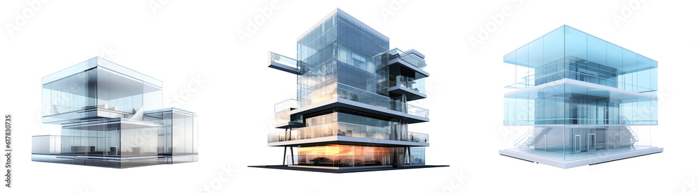 Futuristic city mall. Architectural high rise shopping center or office ...