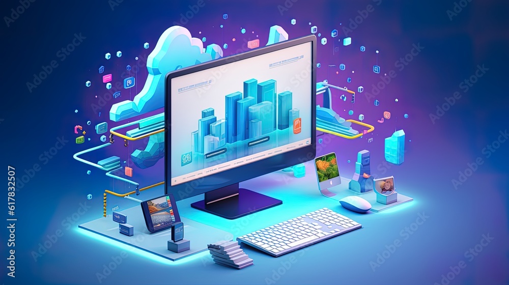 Online marketing background with PC elements, generated by AI Stock ...