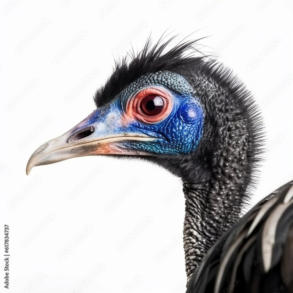 Cassowary, kasuari, asian bird of unusual blue black coloration, close ...