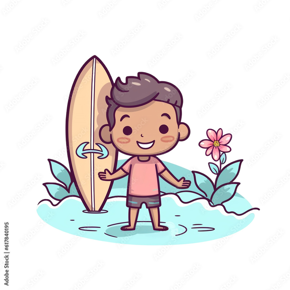Cute Surfing Clip Art, Surfer Clipart, Childs Room, Birthday Party ...