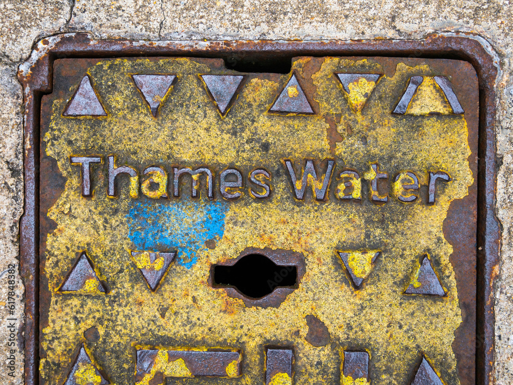 London,UK,June 28th 2023:A close-up of a Thames water fire hydrant ...