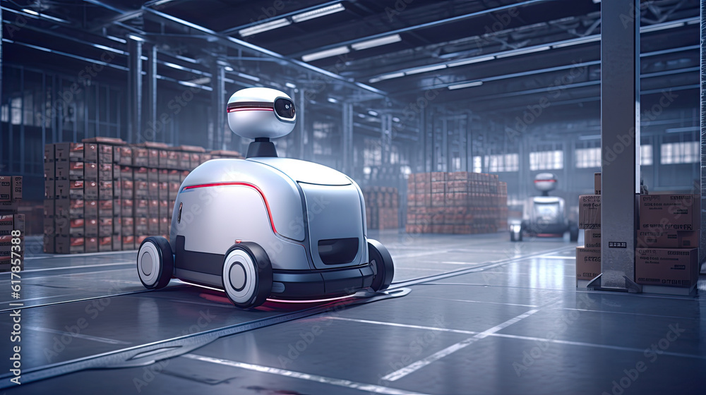 automated management inventory and delivery robot at storage warehouse ...