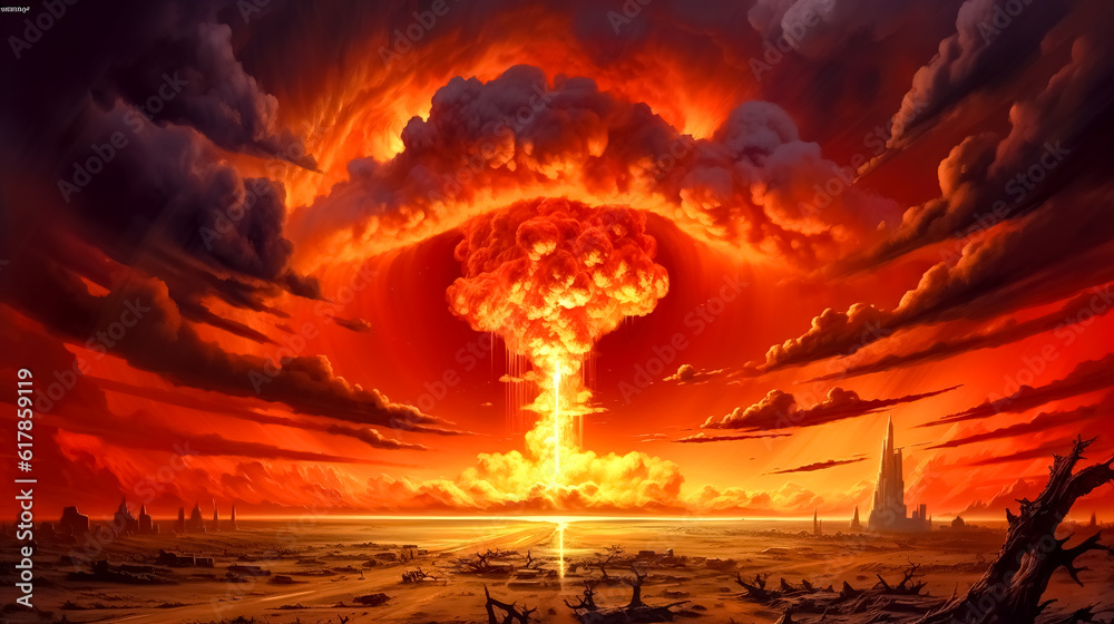 apocalypse, explosion of an atomic bomb with the release of radiation ...