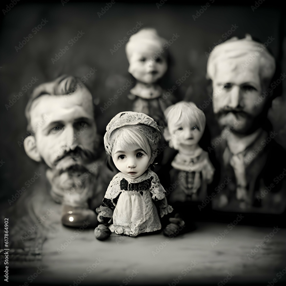 family photo mom dad children victorian symmerical face 1800s ...