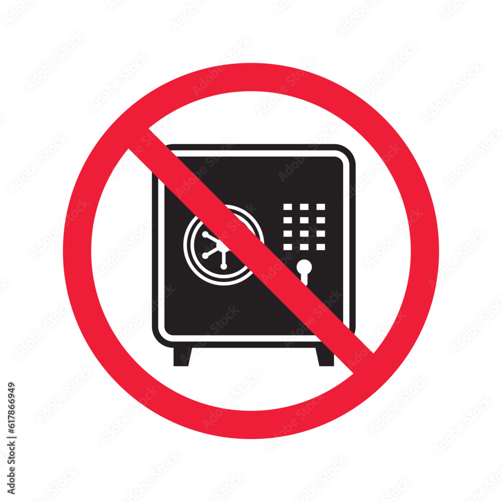 Forbidden safe icon. Warning, caution, attention, restriction, label ...