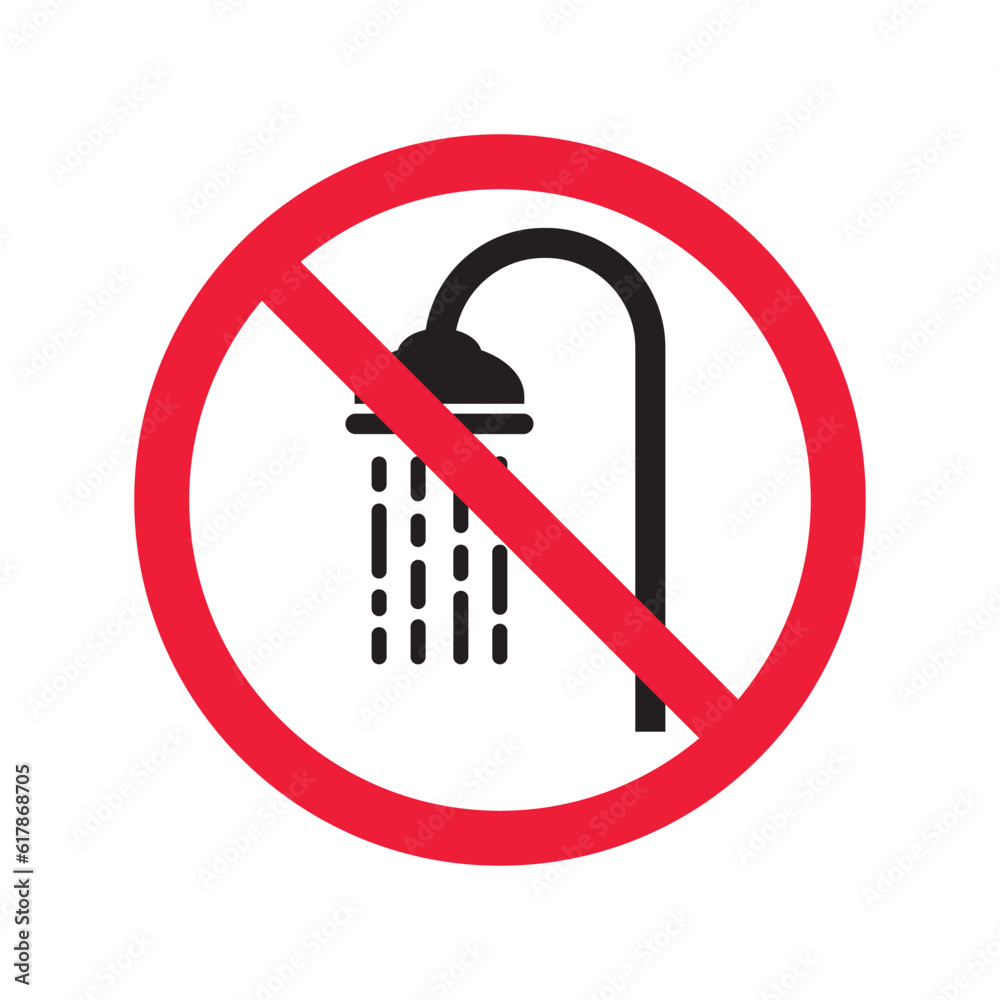 Vecteur Stock Forbidden shower icon. No shower vector sign. Prohibited ...
