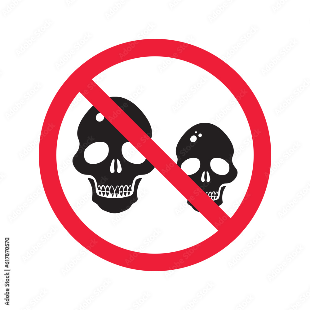 Forbidden skull icon. No cranium vector sign. Prohibited Warning ...