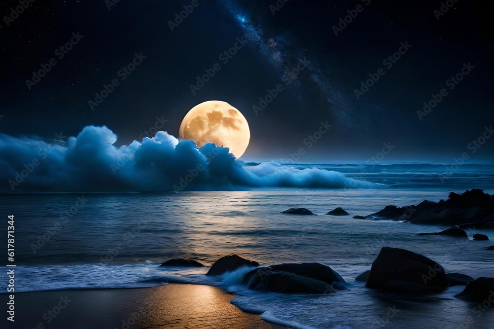 sea, moon, sunset, sky, ocean, water, night, sun, beach, clouds, nature ...