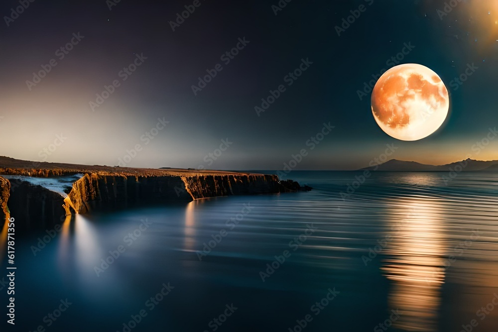 sea, moon, sunset, sky, ocean, water, night, sun, beach, clouds, nature ...