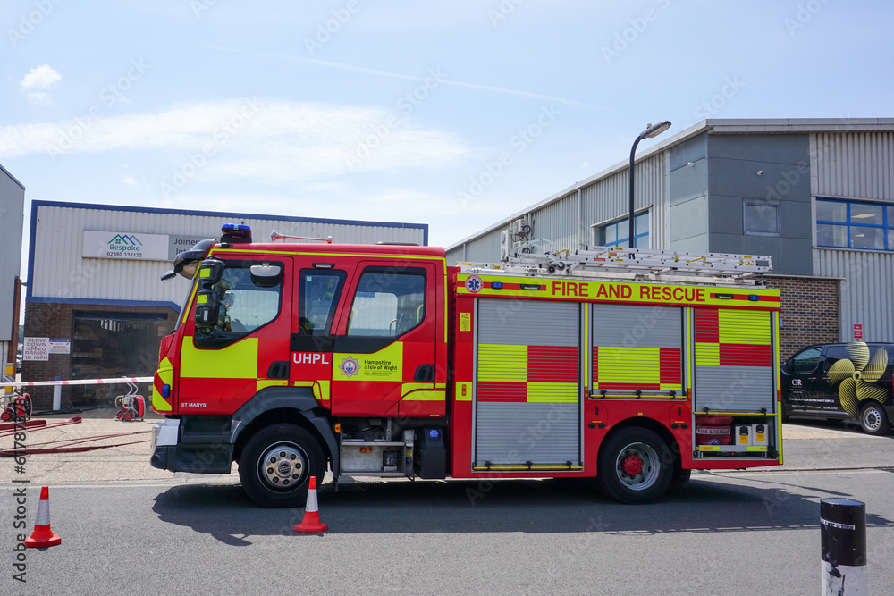 Hampshire England 23 June 2023 - A fire and Rescue truck parked on road ...