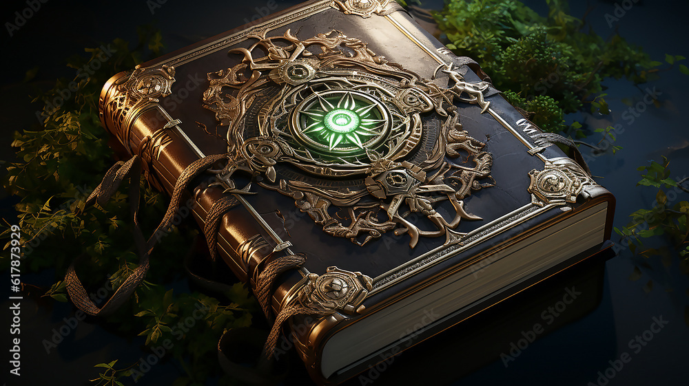 Magic Old dark antique book with leather cover. Mystery book of magic ...