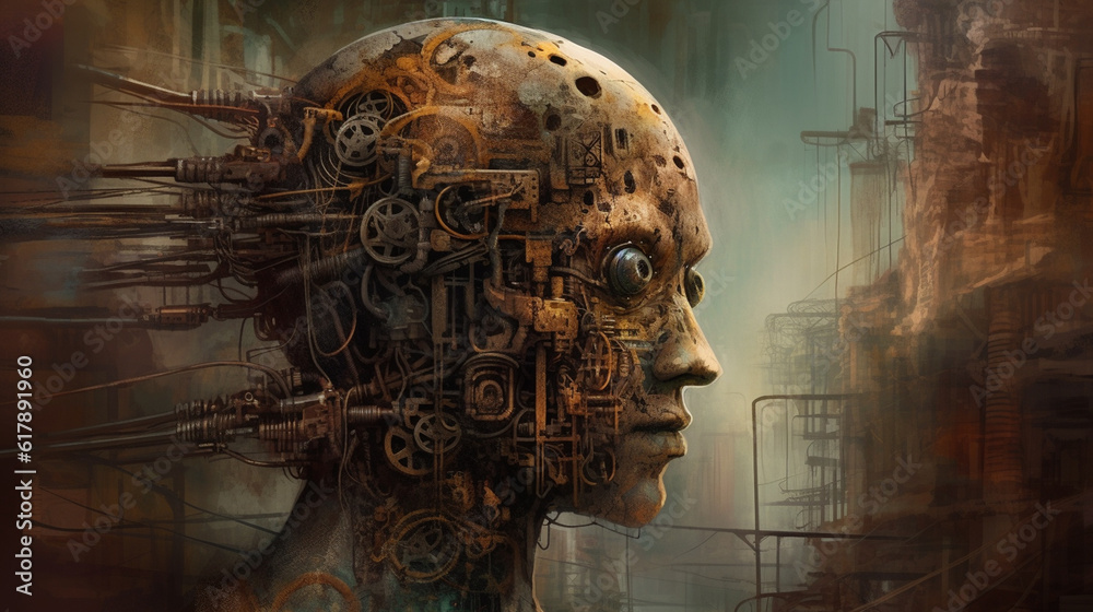 Surrealistic digital painting of cyberpunk - created with Generative AI ...