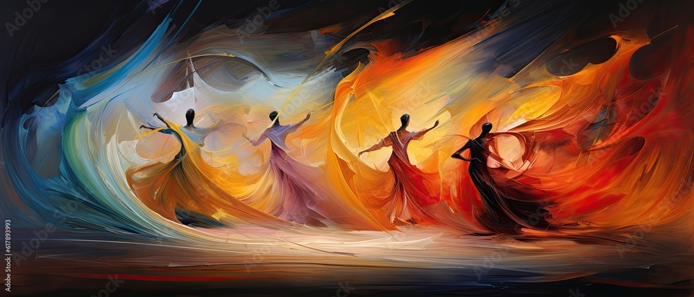An oil painting background showcasing an abstract interpretation of a ...