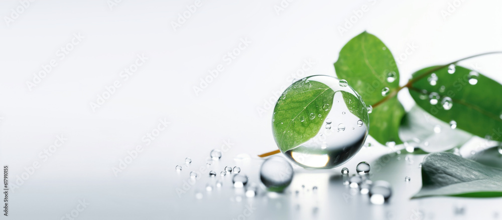Abstract background illustration with leafs and drops, environment ...