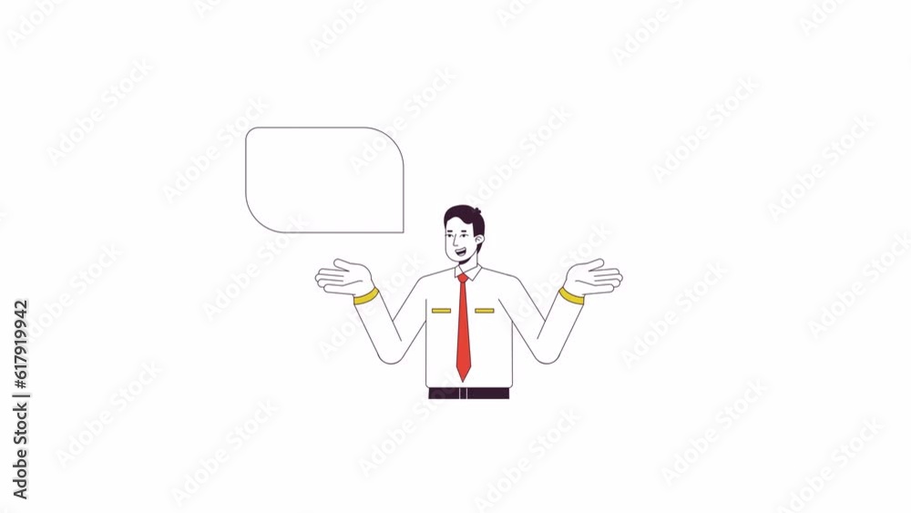 Salesman explaining animation. Animated cartoon male speaker talking ...