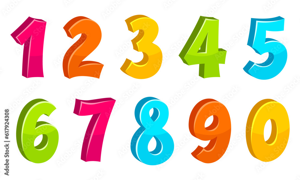 Set of various numbers from 1 to 0. Collection of cartoon numbers ...