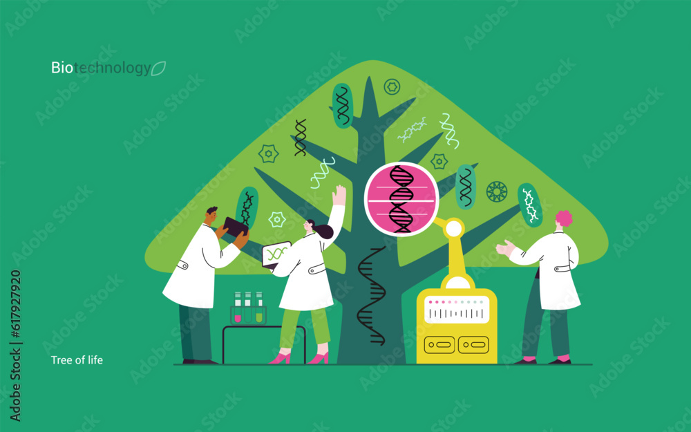 Bio Technology, Tree of life - modern flat vector concept illustration ...