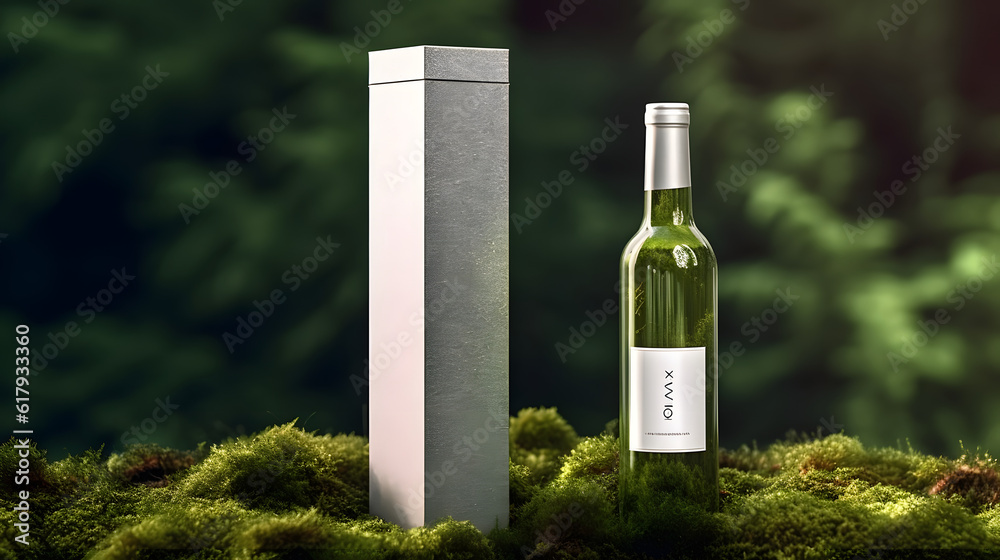 Mockup template of bottle of wine alcoholic drink with blank white ...