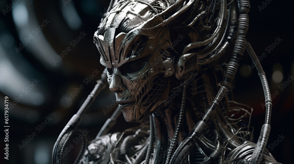 An illustration of a stylized giger like alien energy tehnology ...