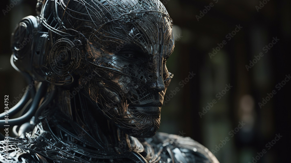 An illustration of a stylized giger like alien energy tehnology ...