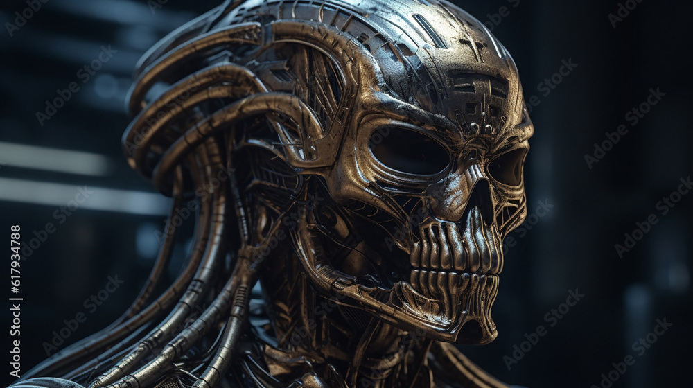 An illustration of a stylized giger like alien energy tehnology ...