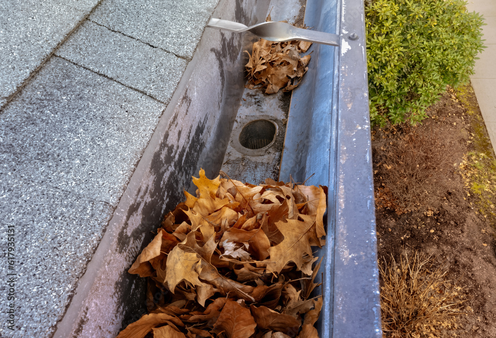Opening for the gutter downspout is no longer clogged from leaves and ...