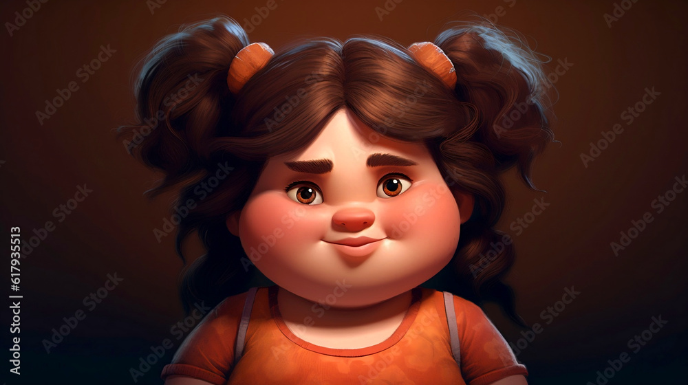 Cartoon fat baby with a cute face big eyed close up portrait. Animated ...