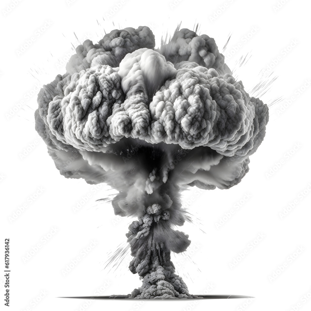 nuclear atomic explosions mushroom cloud isolated on transparent ...
